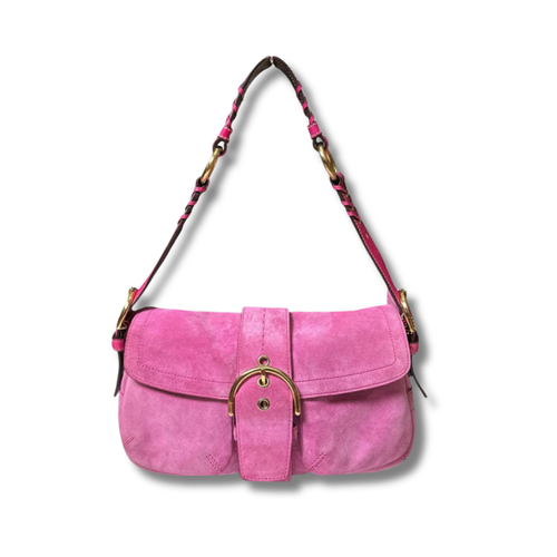 COACH Soho Shoulder Bag Suede Leather Handbag Pink 18cm×30cm×8cm 3659 ...