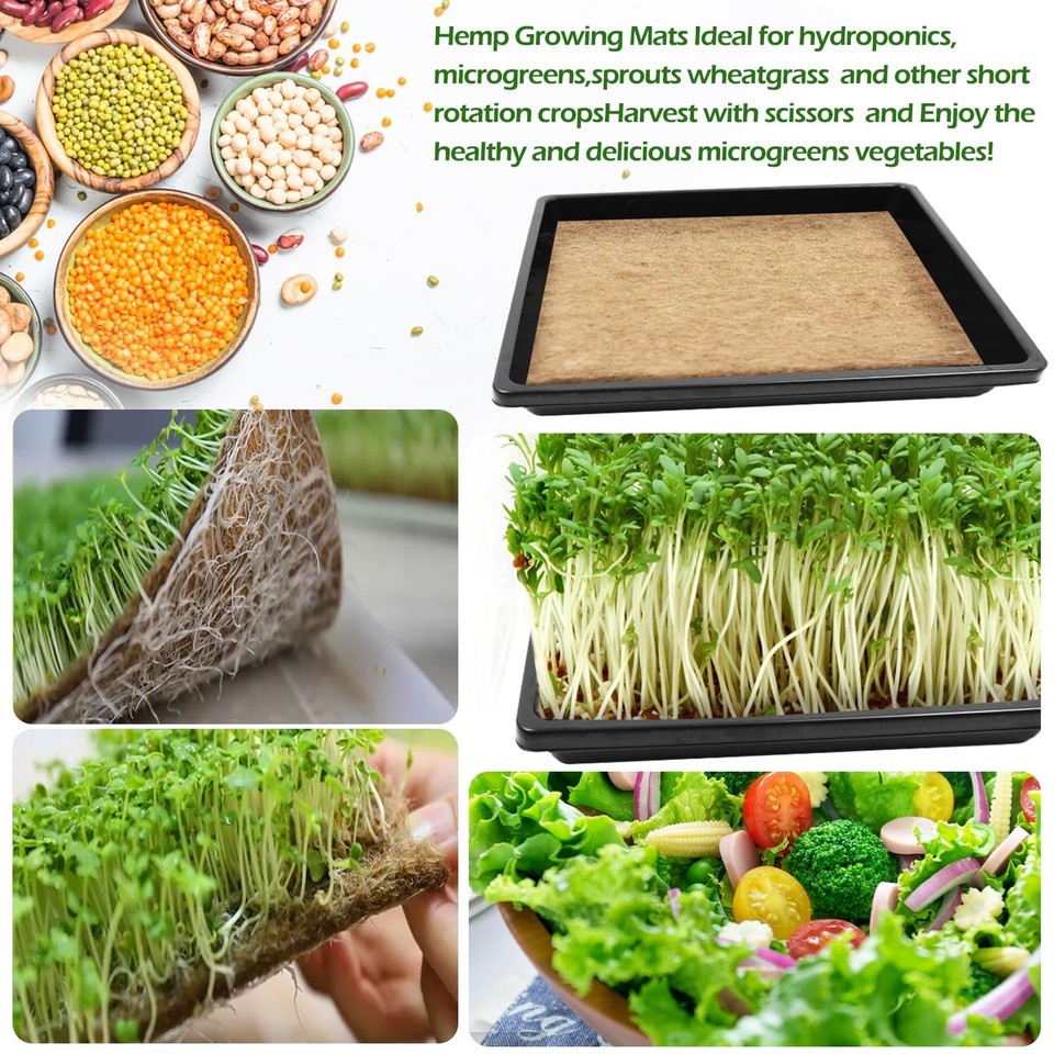 6Set Microgreens Growing Mat with Tray, Microgreen 10" x x 0.2", Black ...