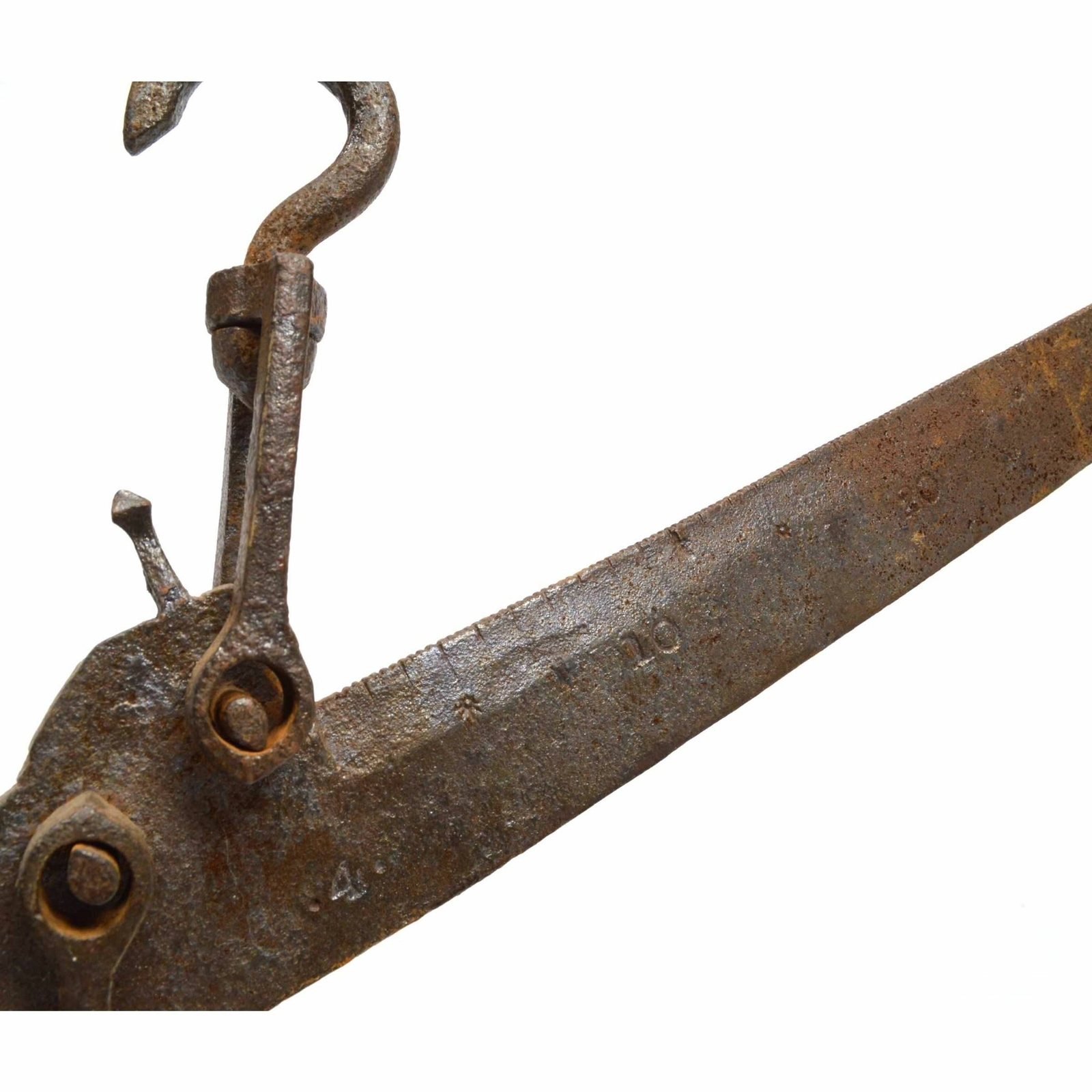 Antique CAST IRON STEELYARD SCALE / BEAM BALANCE 0-80 Range w/ ORIGINAL ...