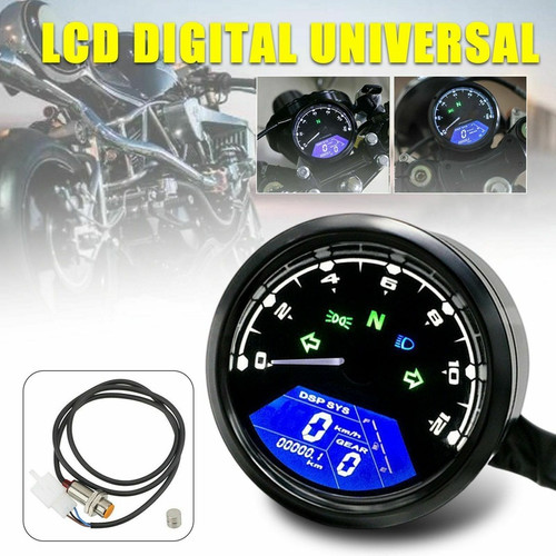 Universal LCD Digital Motorcycle Odometer Speedometer Tachometer ...