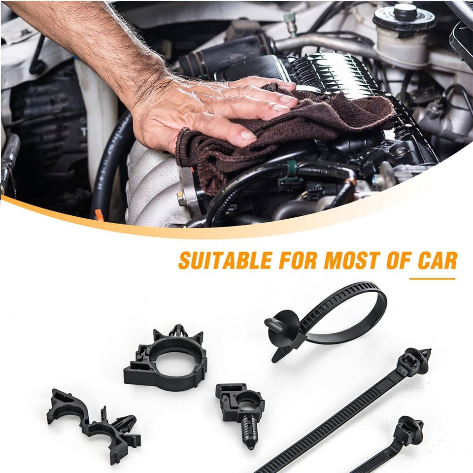 130X Car Wire Loom Routing Clip Push Mount Cable Tie Assortment ...