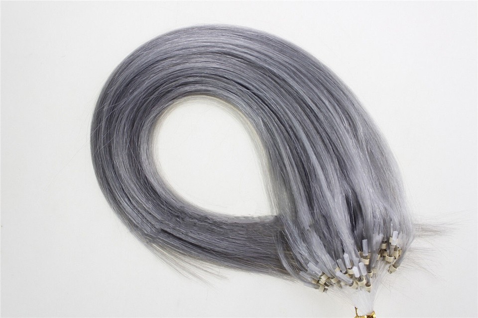 Pre-Looped Fish Line Micro Ring Beads Link Hair Extensions Real Remy ...