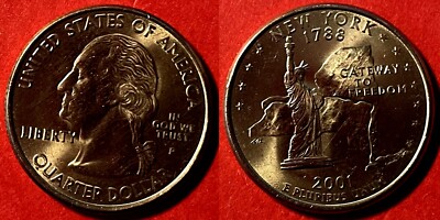 USA 2001 P Washington Quarter New York KM-318 Copper-nickel clad copper ...
