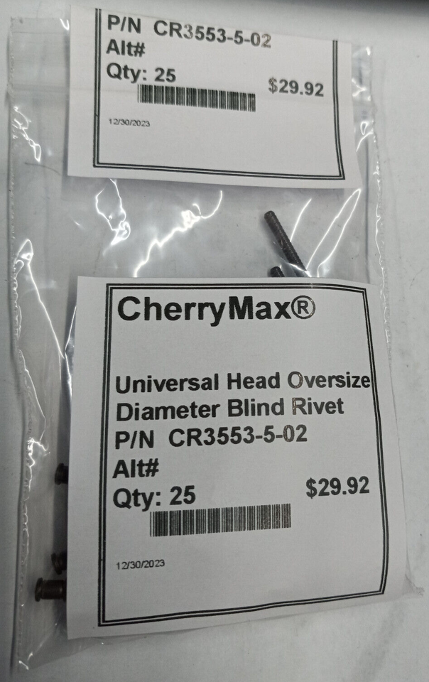 CherryMax® P/N CR3553-5-02 Universal Head Oversize Diameter Blind Rivet ...