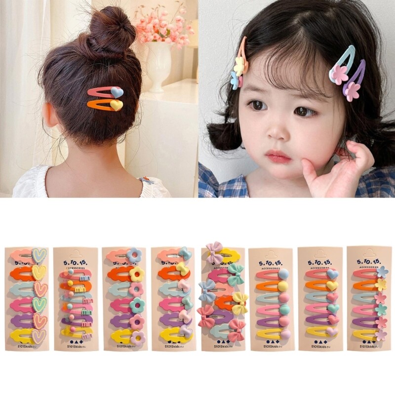6pieces Snap Hairpin Hair Clip Spring Candy Color Hairpin for Girls ...