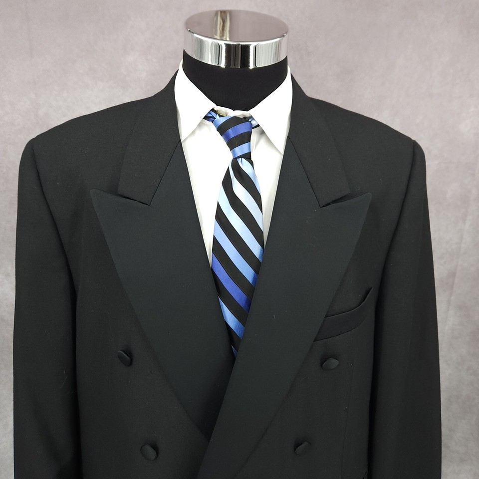 Gianelli Tuxedo Jacket Mens 46S Black Sports Coat Double Breasted ...