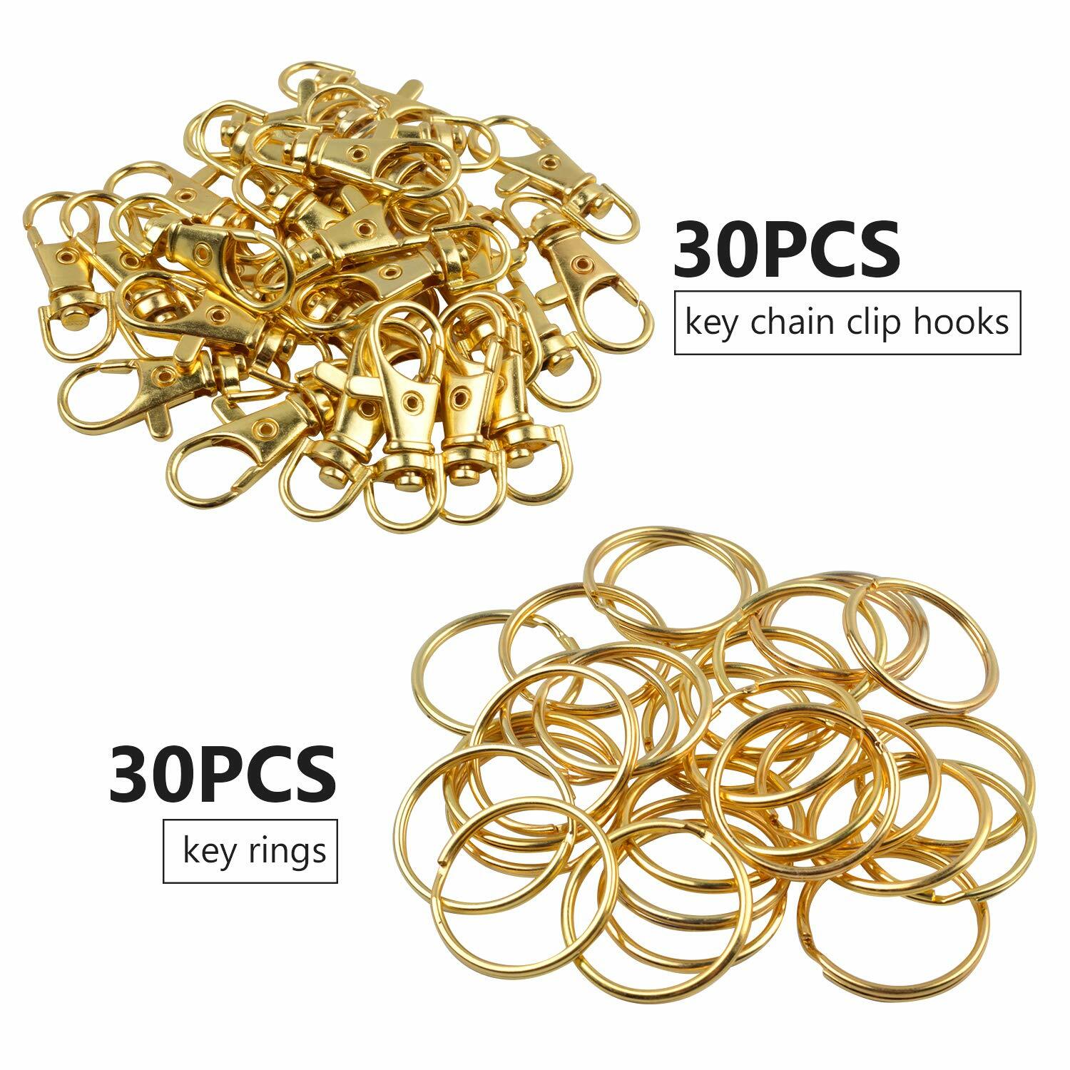 60 Keychain Hooks Key Chain Making Supplies DIY BULK Lot Rings Swivel ...