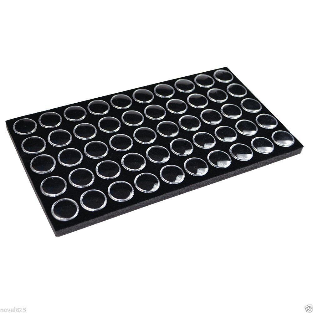 New 50 Black Foam Gem Jars Gemstone Jewelry Storage Display Tray Insert ...