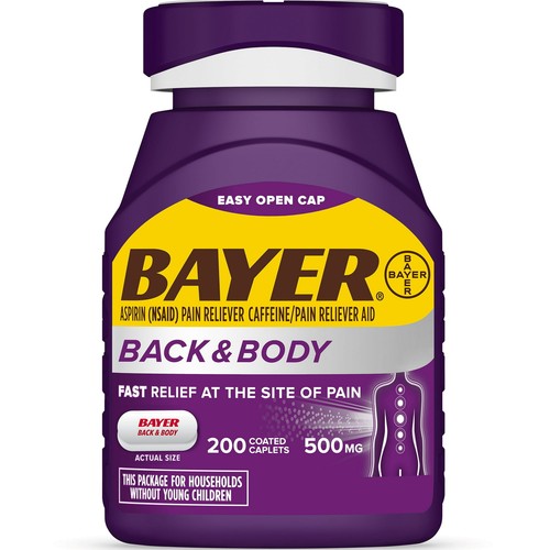 Bayer Back & Body Pain Relief Extra Strength 500 mg Caplets 200 Ct 3 ...