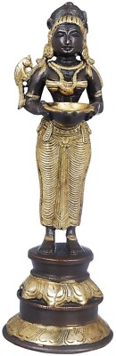 10'' Tall Deepa Lakshmi Statue Hindu Goddess Brass Figurine Sculpture ...