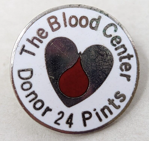 VTG The Blood Center 24 Pints Donor Donation Award Silver Tone Lapel ...