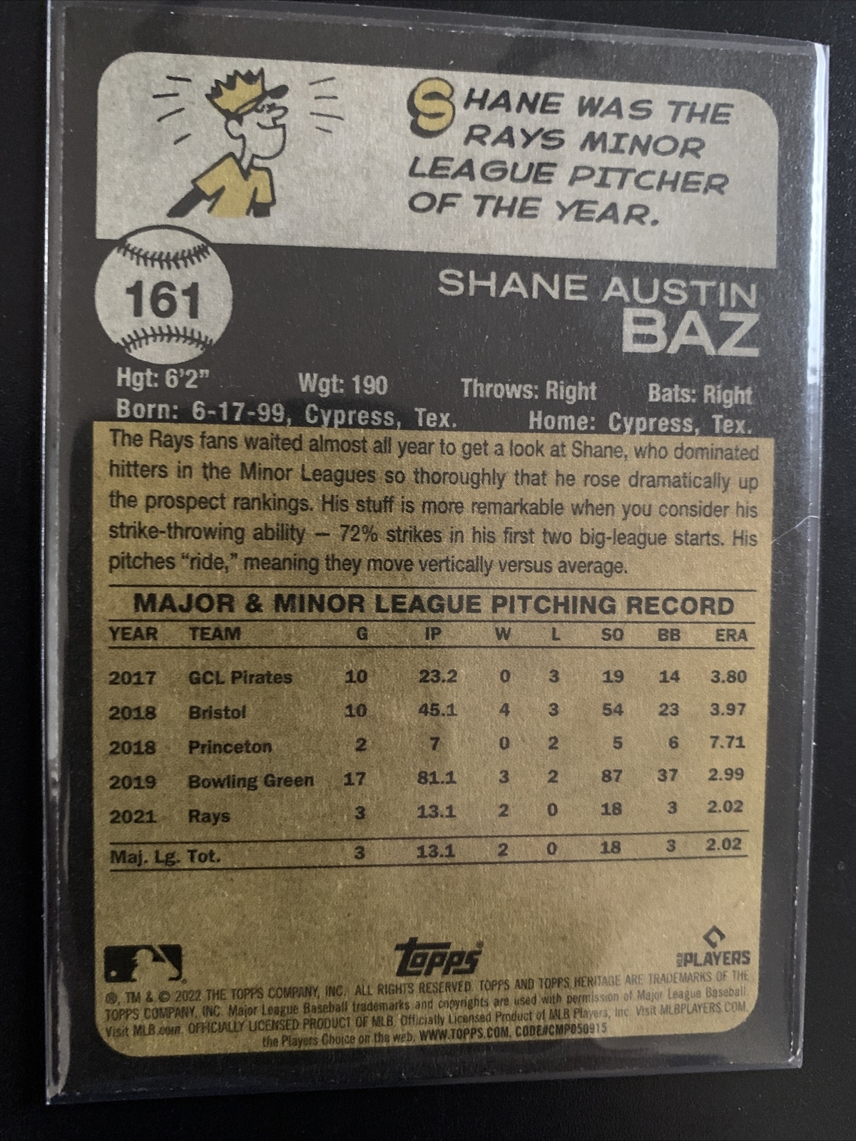 2022+Topps+Heritage+-+%23161+Shane+Baz+%28RC%29 for sale online | eBay