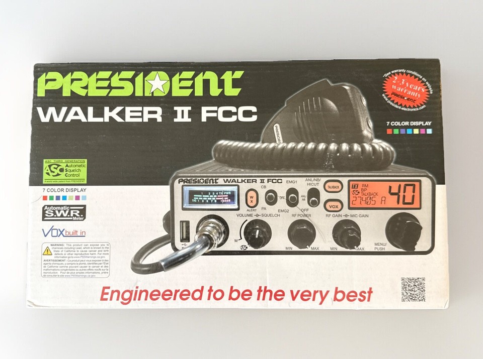 PRESIDENT ELECTRONICS WALKER II FCC TXPR100 CB/HAM RADIOS AM/FM ...