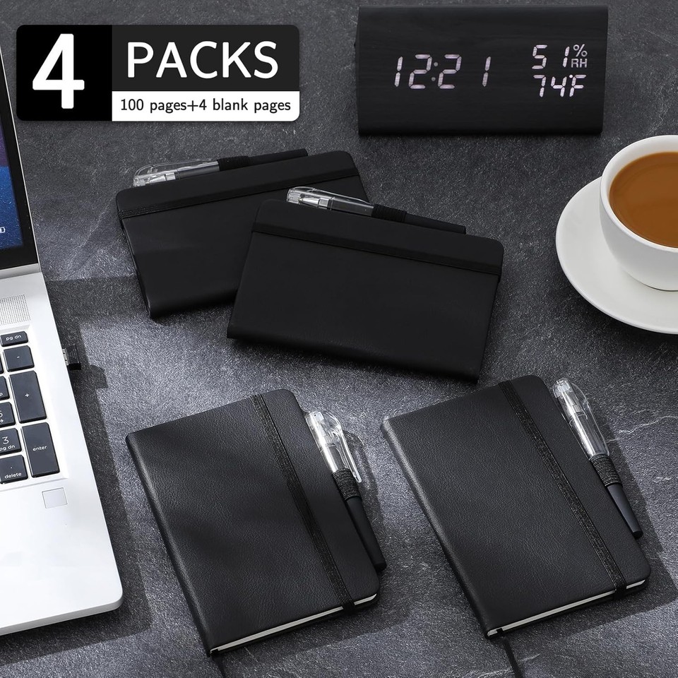 NETANY 4 Pack Small Notebook Pocket Notebook, A6 Mini Leather Hardcover ...