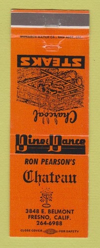 Matchbook Cover - Ron Pearson's Chateau Fresno CA | eBay