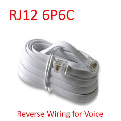 10 Ft RJ12 6P6C Reverse Telephone Line Flat Cable Cord Wire for Voice ...