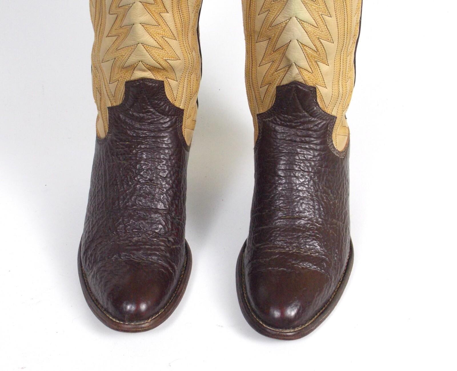 Paul Bond Brown Tan Tall Cowboy Boots - Womens Size 7B - Vintage Mule ...