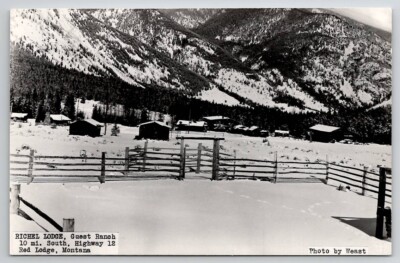 Montana Richel Lodge Guest Ranch Red Lodge MT RPPC Weast Photo Postcard ...