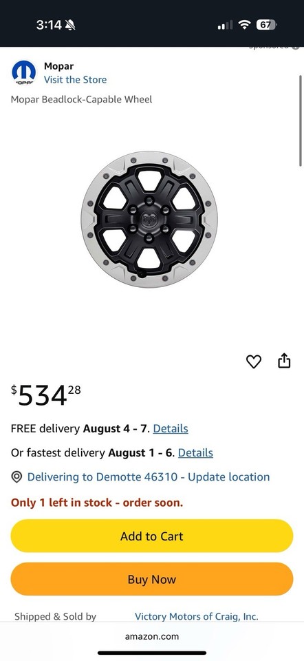 18” MOPAR Beadlock Capable Wheel RAM 1500 2019-2025 82215259AB | eBay