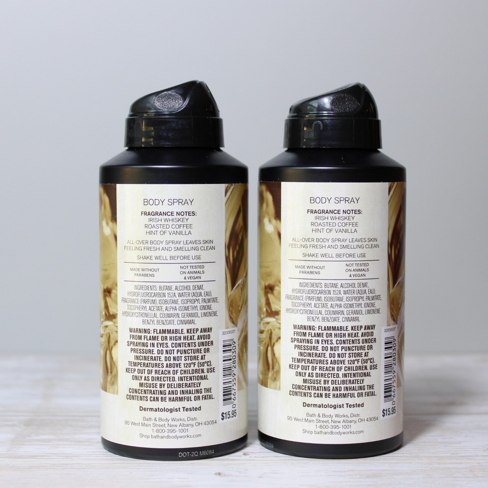 2 Set Bath & Body Works Men's Collection Coffee & Whiskey Body Spray 3. ...