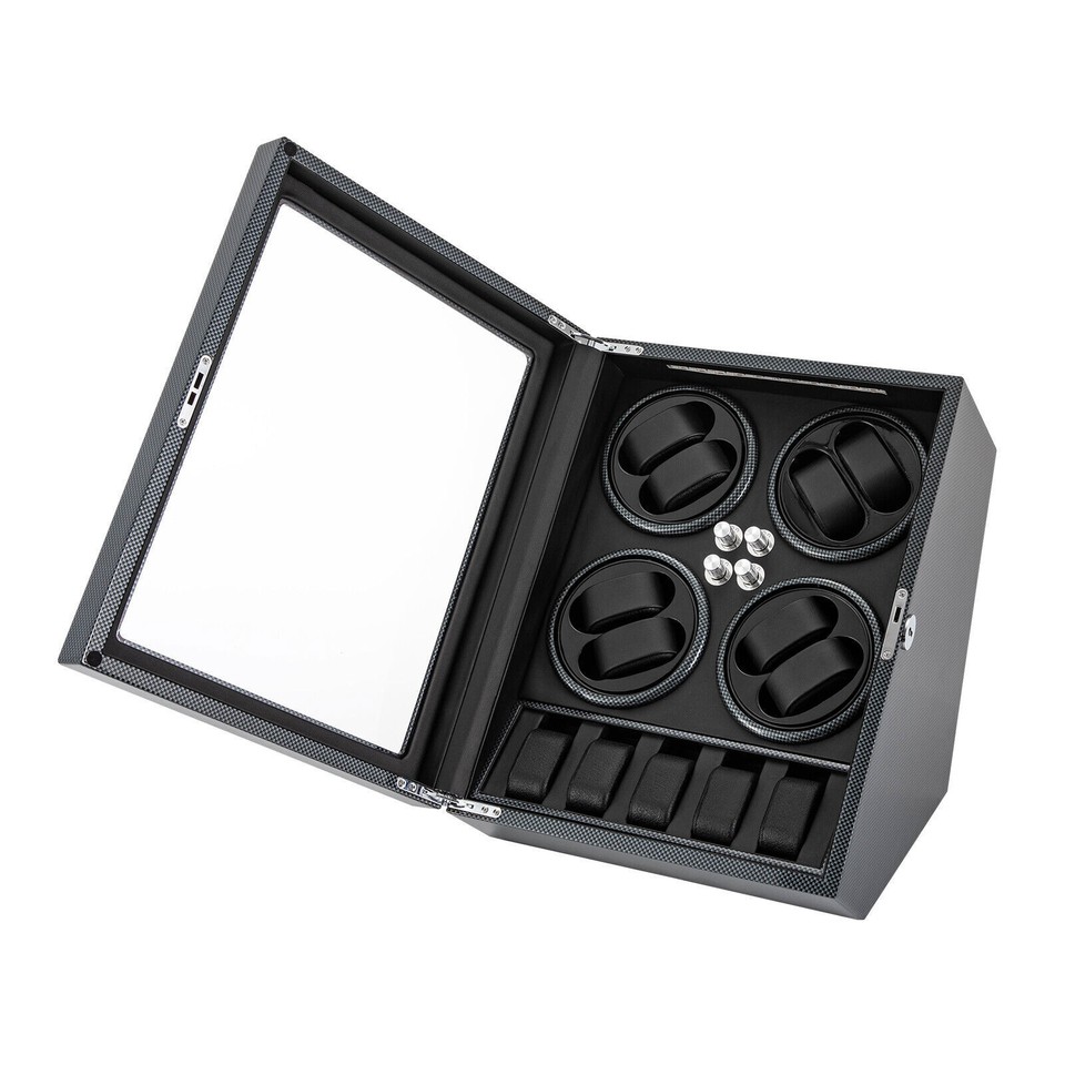 Watches Display Storage Case Automatic Rotation Watch Winder Box+LED ...