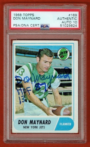 1968 Topps 169 Don Maynard Signed Card PSA Auto Grade 10 New York Jets ...