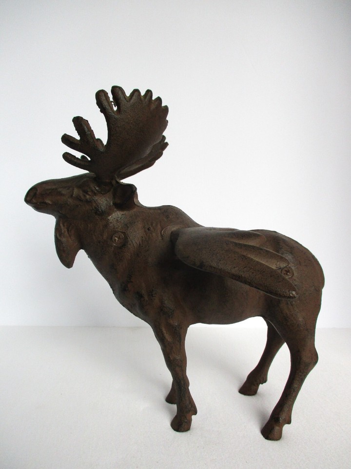 Solid Cast Iron Moose Statue Figure Doorstop Winged Flying Moose ...