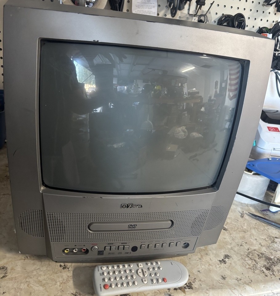 Emerson CRT TV 13" Retro Gaming Gray Television DVD Combo w Remote ...