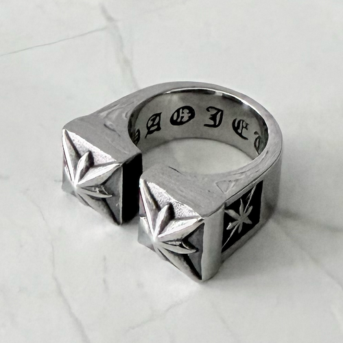 Size 8 Chrome Hearts Style Men's Punk Gothic Hip Hop Silver Star ...