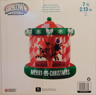 7ft Gemmy Carousel Animated AirBlown Christmas Inflatable | eBay