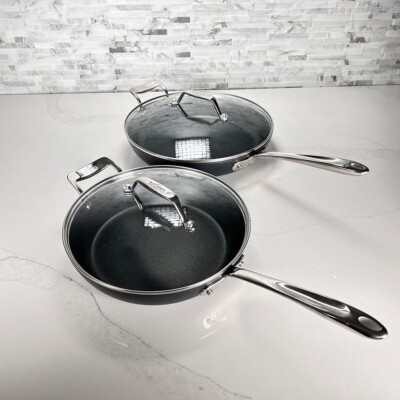 All-clad Essentials 10.5" and 12" Non-Stick Fry Pan with Glass Lids Set ...