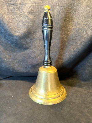 Vintage Large Wood Handle Brass School Dinner Bell 10" | eBay