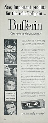 1948 Vtg Print Ad Bufferin Pain Relief Medicine Health Woman Retro MCM ...