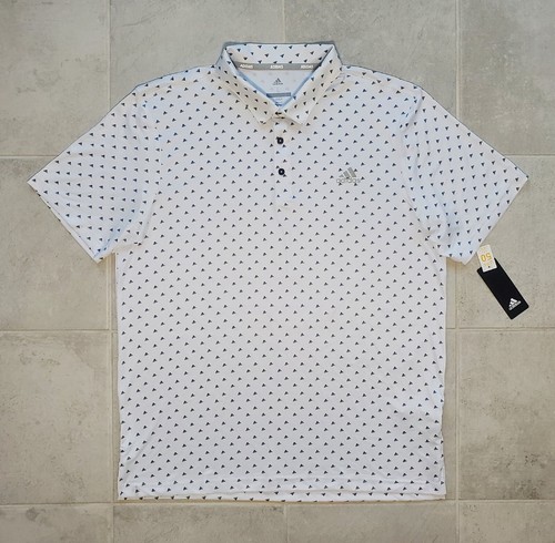 Adidas Men's Large Polo Golf Shirt Logo Adi-Print All Over White Lightweight NWT 882882045504| eBay