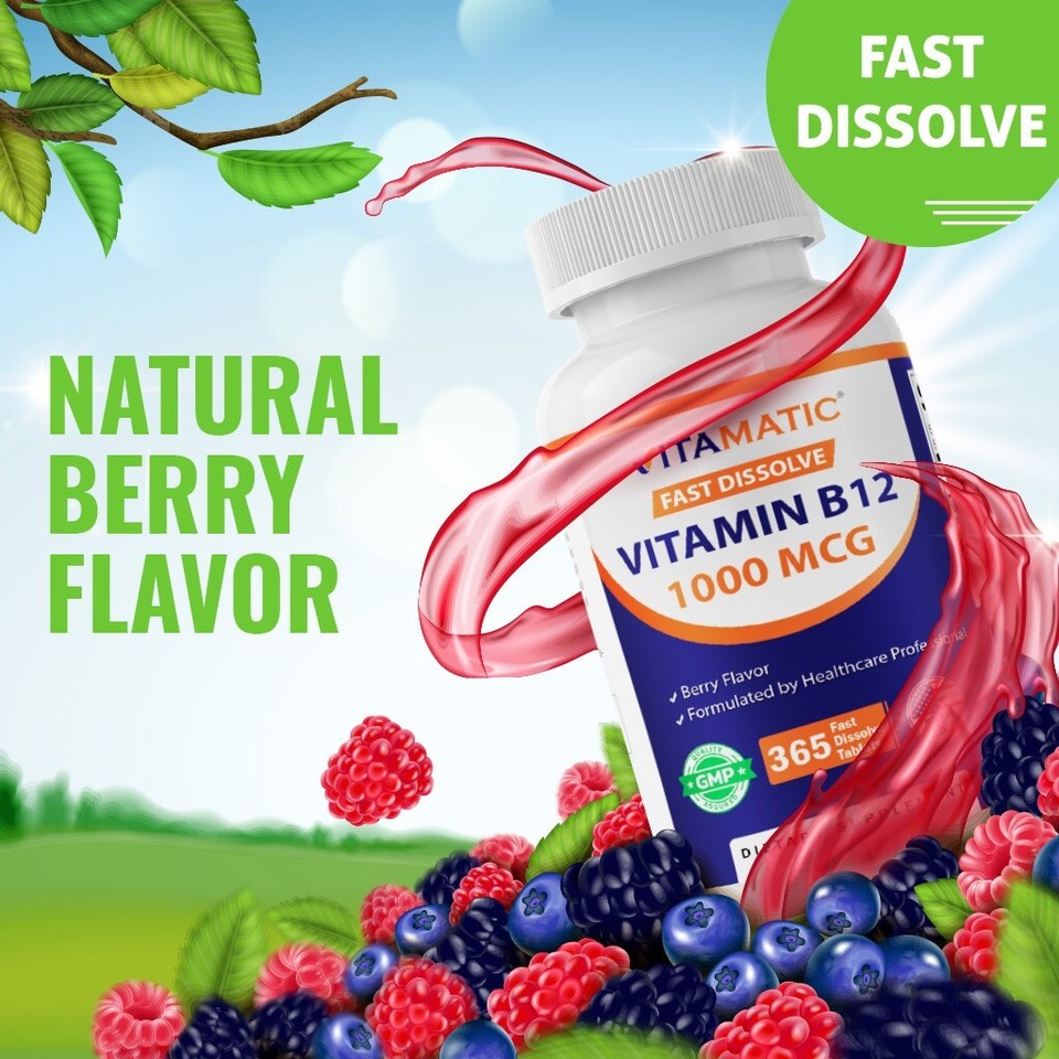 Vitamatic Vitamin B12 1000 mcg Fast Dissolve 365 Tablets | eBay