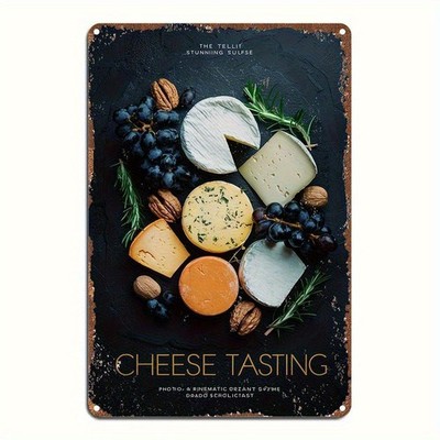 Cheese Tasting Retro Metal Sign Gourmet Kitchen Deli Wall Hanging ...