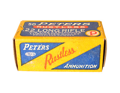 1930s Peters Rustless .22 Long Rifle Empty Cartridge Box w/ Tray ARMY ...