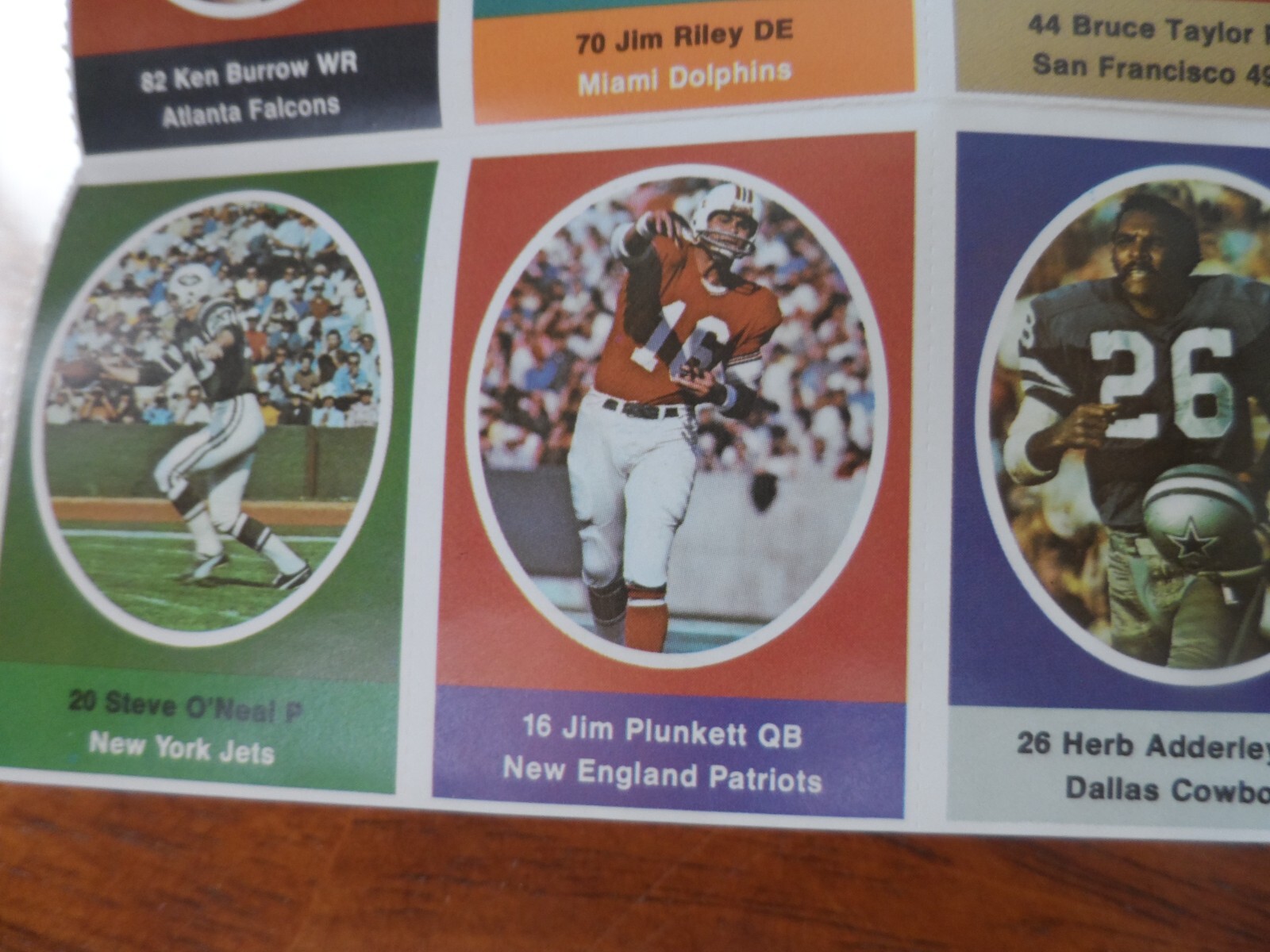 1972 SUNOCO NFL ACTION STAMP UNCUT STAMP SHEET W/JIM PLUNKETT ROOKIE NM ...