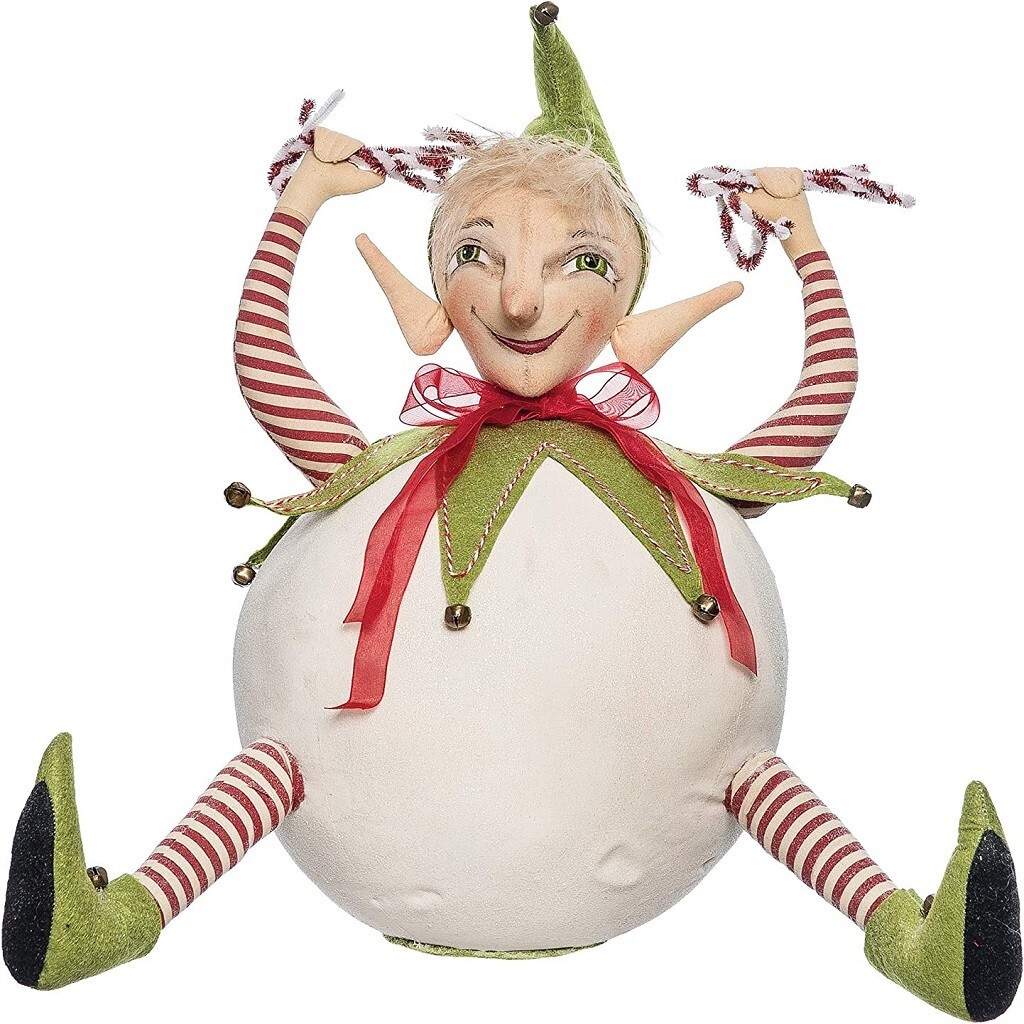 Gathered Traditions, Joe Spencer Lombardy Snowball Elf Fabric Figurine ...