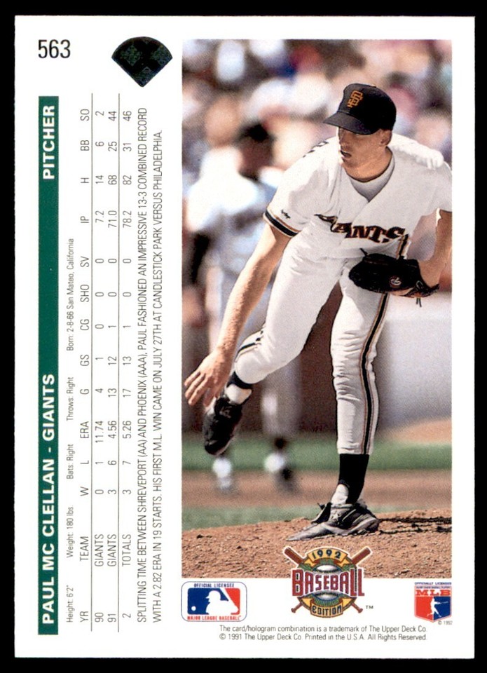 1992 Upper Deck #563 Paul McClellan | eBay