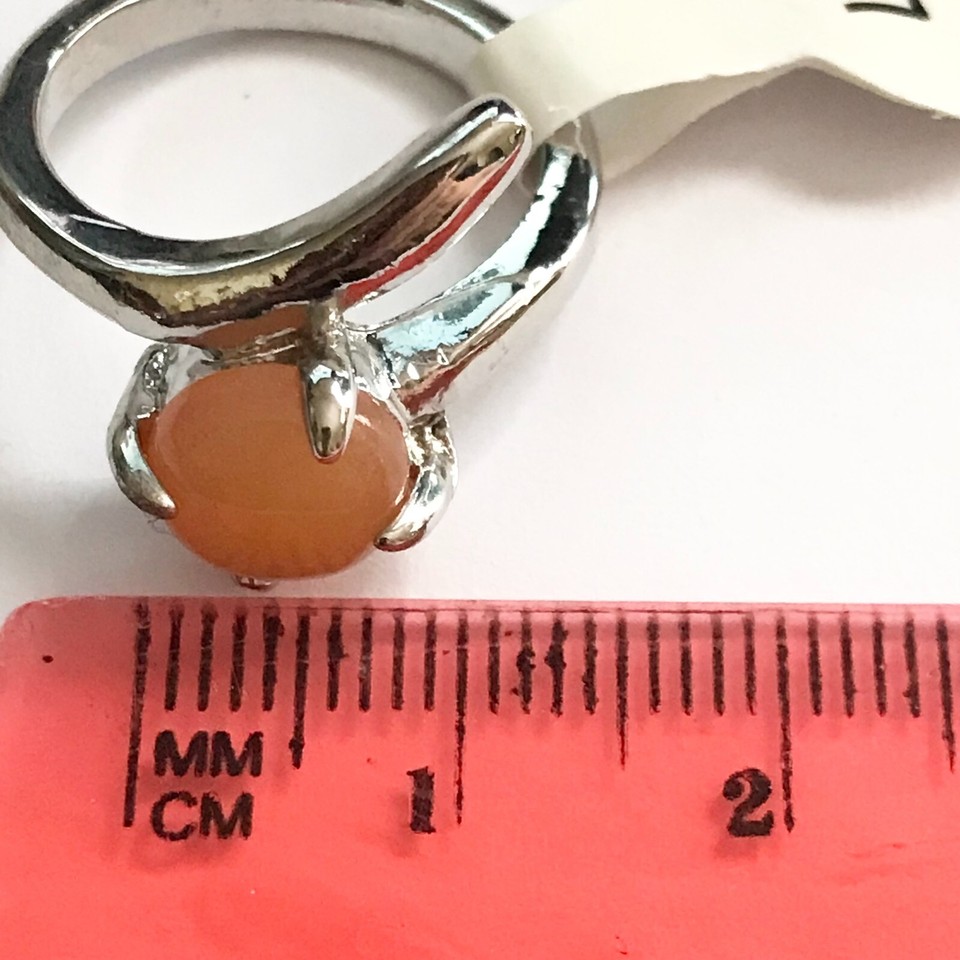 Freeform Geometric Ring Size 6 Brown Beige Stone Silver Plated ...