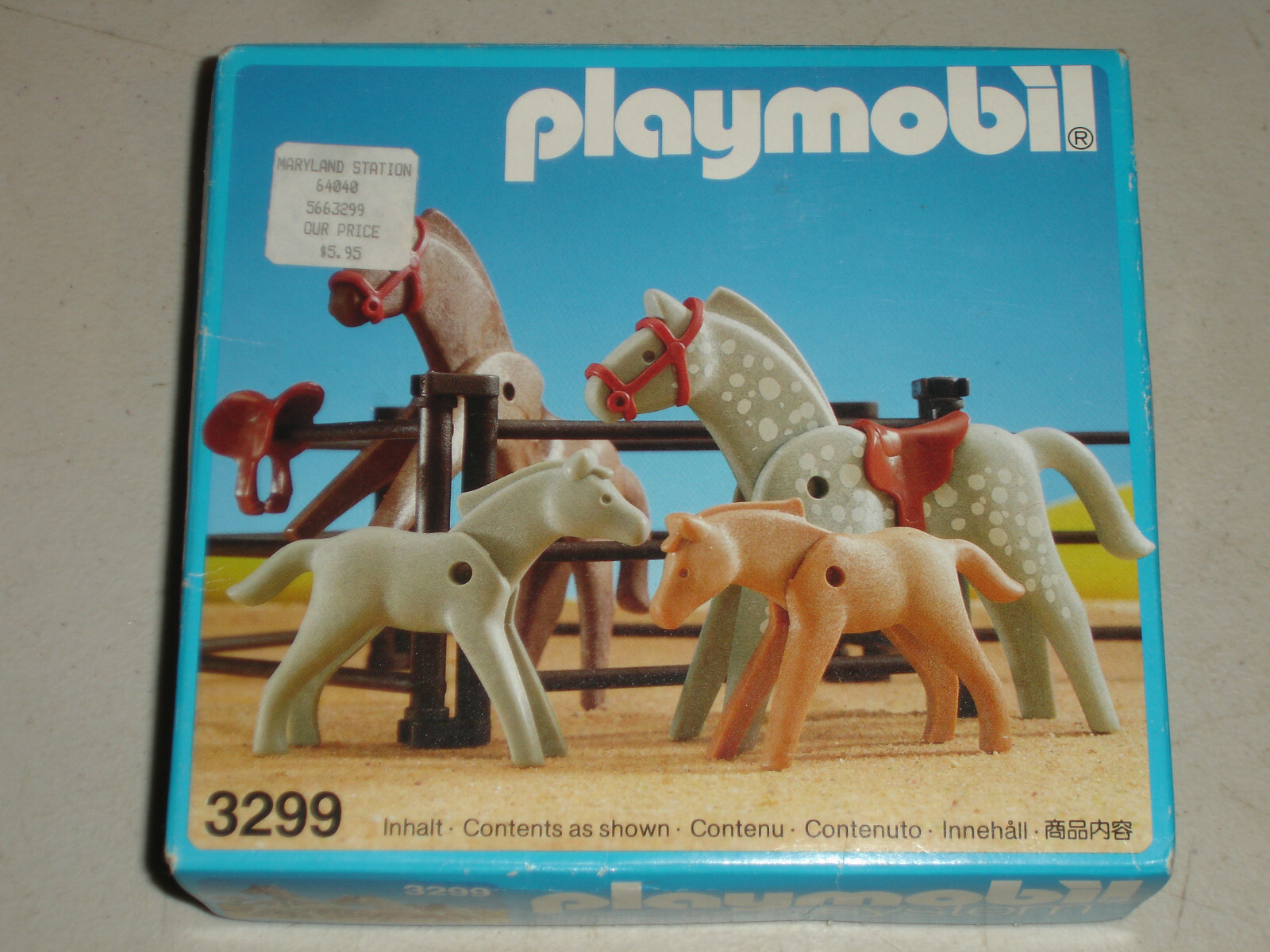 PLAYMOBIL 3299 HORSES AND FENCE 1989 GERMANY MINT new in unopened box ...