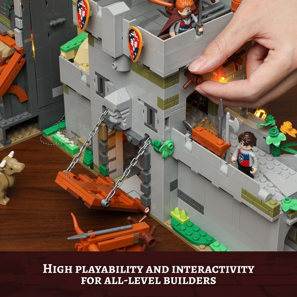 FUNWHOLE® F9027 Medieval Watchtower Building Blocks with Lights 1625 ...