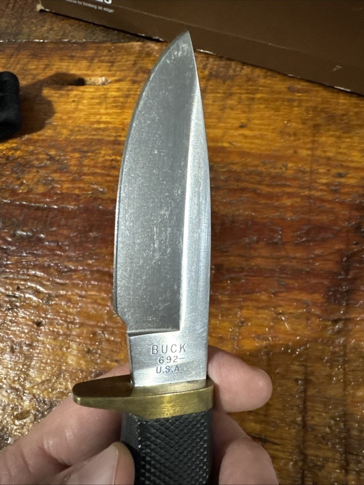 VINTAGE BUCK 692 BK VANGUARD KNIFE With Sheath & Box. 1992. Made In USA ...