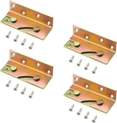 4 Set Bed Frame Rail Brackets Fitting Woodworking Accessories Connector ...