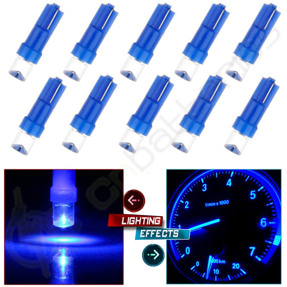 10x Flat Ultra Blue light 37 58 70 73 74 T5 Dashboard Gauge 1 LED Wedge ...