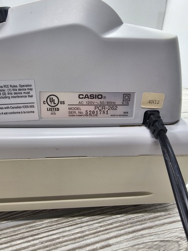 CASIO PCR-262 ELECTRONIC CASH REGISTER WITH DRAWER WHITE AND KEY ...