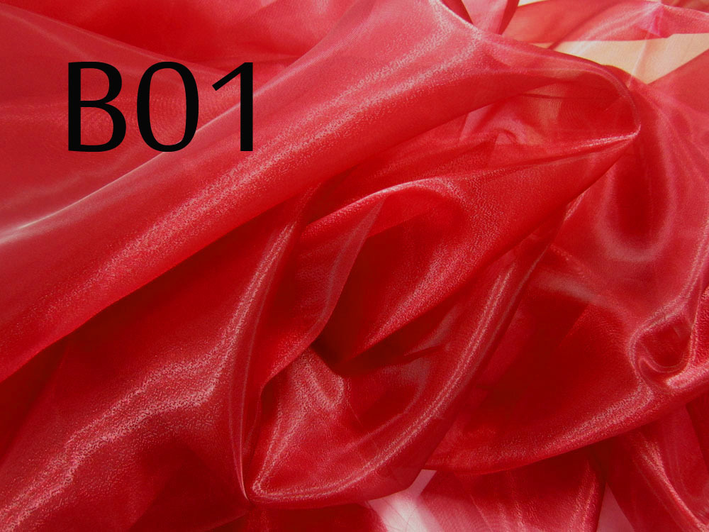 B01 (Per Yard) Good Thick - Red Sparkle Organza Fabric Bridal dress ...