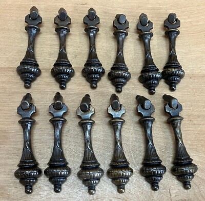 Lot of (12) VTG Bronze Tone Pendant Drop Pull Handles Teardrop Hardware ...