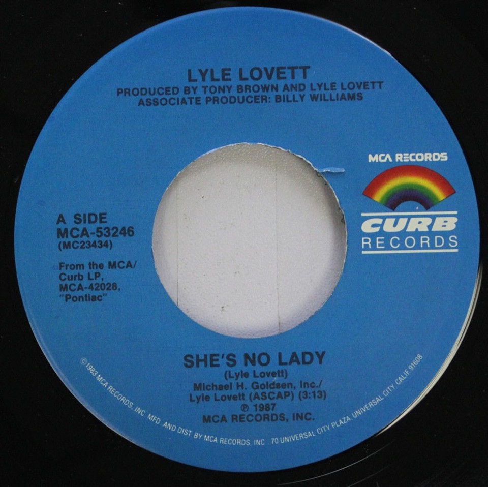 Rock 45 Lyle Lovett - Pontiac / She'S No Lady On Curb Records | eBay